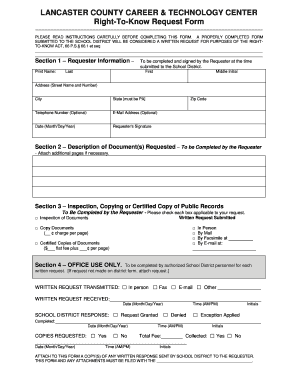 Fillable Online lancasterctc LANCASTER COUNTY CAREER TECHNOLOGY CENTER Right-To-Know ...