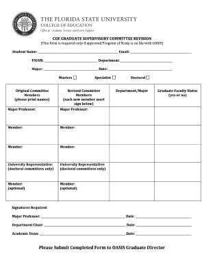 Fillable Online its fsu COE GRADUATE SUPERVISORY COMMITTEE REVISION Fax ...