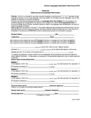 Fillable Online Form for Verification of Language Proficiency Fax Email ...