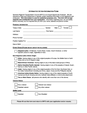 Fillable Online srtc Affirmative Action Form - SRTC Fax Email Print ...