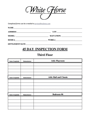 Fillable Online 45 DAY INSPECTION FORM - Nolen Co Fax Email Print ...