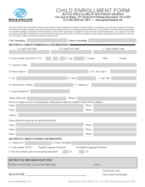 Fillable Online SECTION I CHILDS PERSONAL INFORMATION Fax Email Print ...