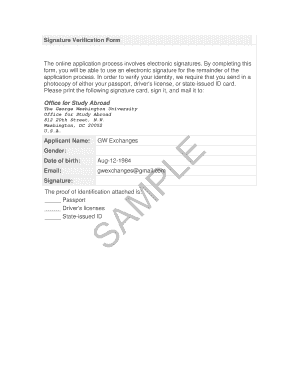 Fillable Online studyabroad gwu Signature Verification Form - Office ...