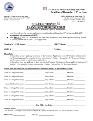 Fillable Online bths NonElectronic TRANSCRIPT REQUEST FORM - bths Fax ...
