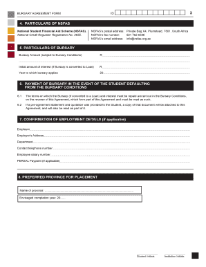 Fillable Online Bursary Agreement bFormb Fax Email Print - pdfFiller