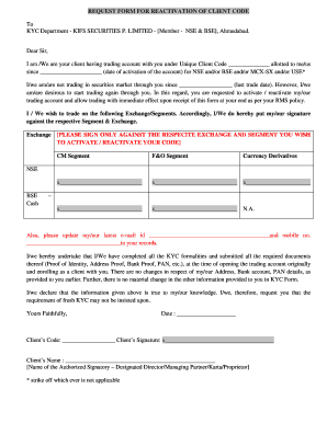 Fillable Online REQUEST FORM FOR REACTIVATION OF CLIENT CODE Fax Email ...