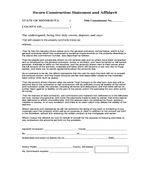 Fillable Online Sworn Construction Statement and Affidavit - Gibraltar ...