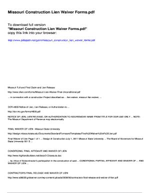 Fillable Online Missouri Construction Lien Waiver Forms ...