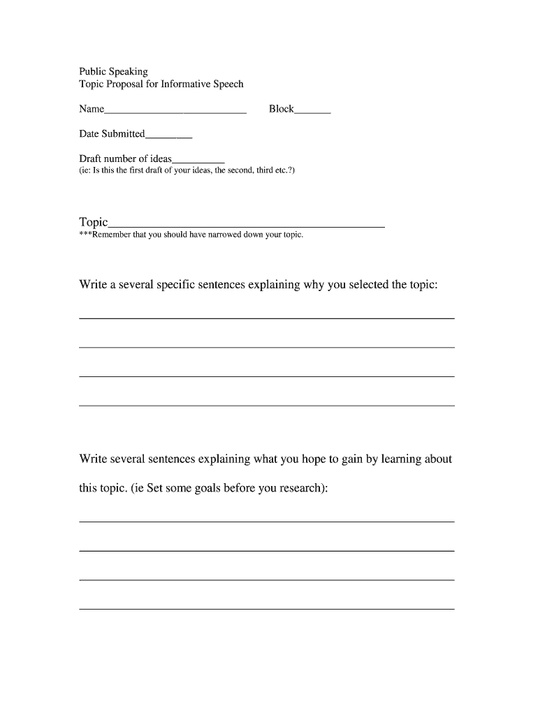Fillable Online Topic Informative Speech Public Speaking Fax Email ...