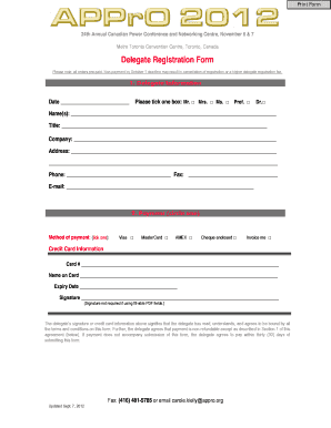 Fillable Online conference appro Delegate Registration Form - APPrO ...