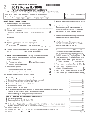 Fillable Online revenue illinois 2013 Form IL-1065, Partnership ...