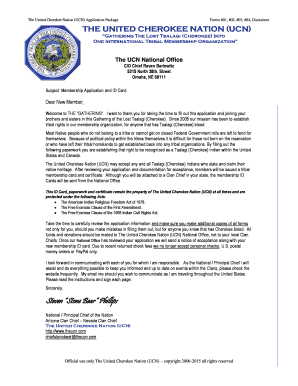 Fillable Online The United Cherokee Nation UCN Application Package ...