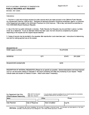 Fillable Online caltrans ca Appendix B STATE OF CALIFORNIA DEPARTMENT ...