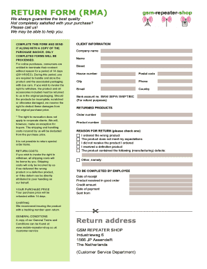 Fillable Online Return bformb rma - GSM Repeater Fax Email Print ...