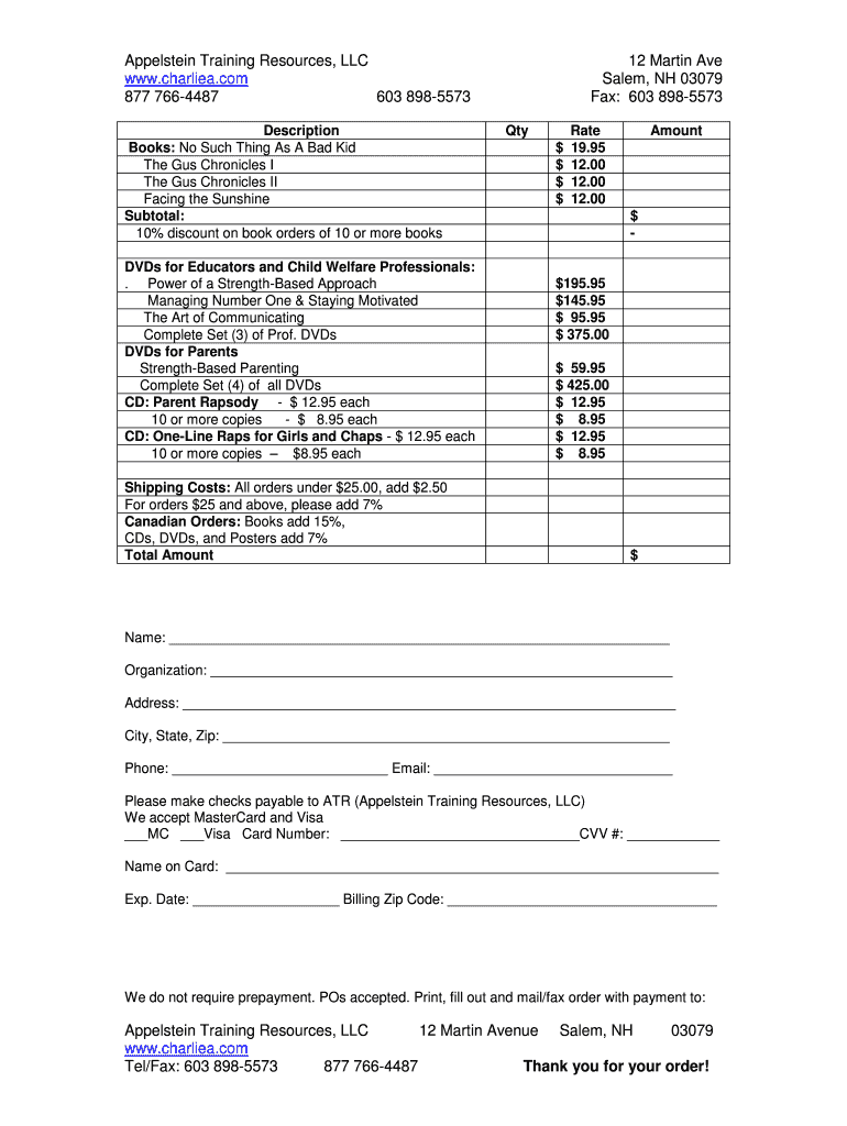 Fillable Online Printable Ordering Form Fax Email Print - pdfFiller