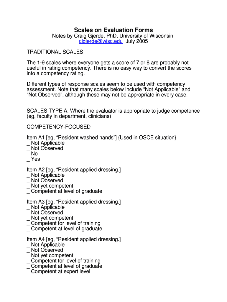 Fillable Online inside fammed wisc Scales on Evaluation Forms Notes by ...