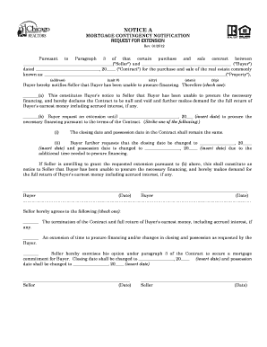 Fillable Online NOTICE A MORTGAGE CONTINGENCY NOTIFICATION REQUEST FOR ...