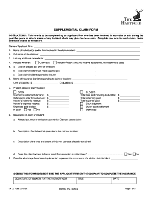 Fillable Online SUPPLEMENTAL CLAIM FORM - Target insurance Services Fax ...