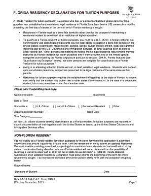 Fillable Online palmbeachstate A Florida resident for tuition purposes ...