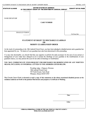 Fillable Online dupageco 01/07) STATEMENT OF RIGHT TO DISCHARGE GDN OR ...