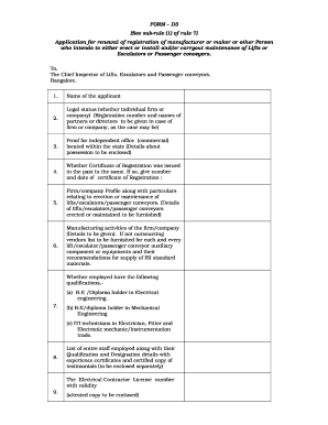Fillable Online FORM D3 See sub-rule 1 of rule 7 Application for ...
