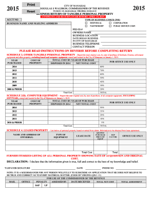 Fillable Online manassascity Business Personal Property Tax Form ...