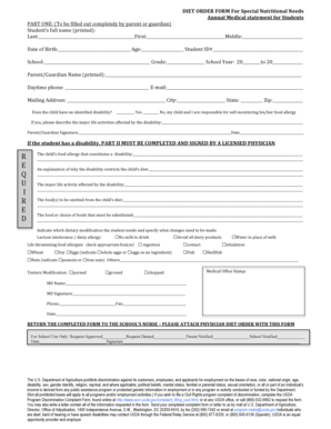 Special Dietary Needs Form Generic - Fill Online, Printable, Fillable ...
