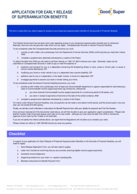 Fillable Online APPLICATION FOR EARLY RELEASE OF SUPERANNUATION ...