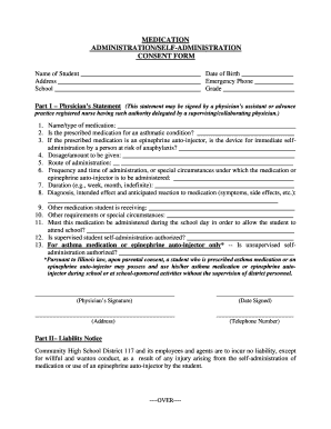 Fillable Online MEDICATION ADMINISTRATIONSELF-ADMINISTRATION CONSENT ...