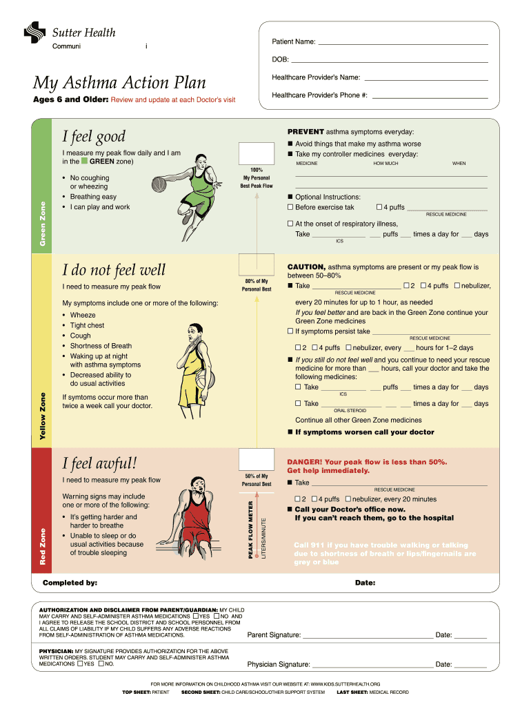 Fillable Online checksutterfirst My Asthma Action Plan ...