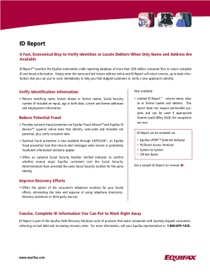Fillable Online ID Report - Equifax Fax Email Print - pdfFiller