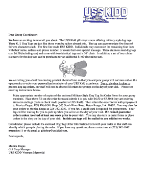 Fillable Online MILITARY STYLE DOG TAG SET ORDER FORM Fax Email Print ...