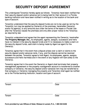 Fillable Online SECURITY DEPOSIT TRANSFER AGREEMENT - PMI Realty Fax ...