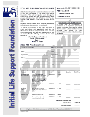 Fillable Online ilsf ZOLL AED PLUS PURCHASE VOUCHER Voucher - Ilsfinfo ...