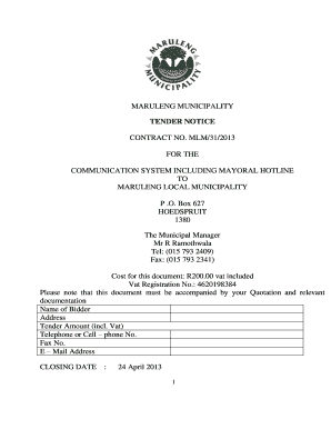 Fillable Online maruleng gov MARULENG MUNICIPALITY - maruleng gov Fax ...