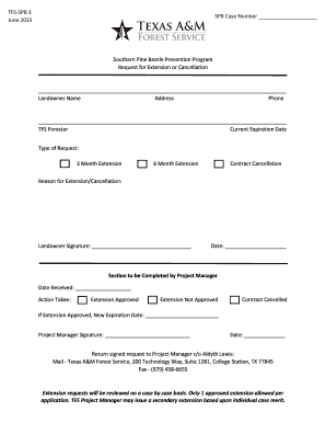 Fillable Online SPB Case Number June 2015 Request for Extension or Fax ...