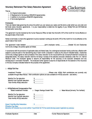 Fillable Online depts clackamas Voluntary Retirement Plan Salary ...