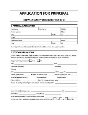 Fillable Online cck12 APPLICATION FOR PRINCIPAL - cck12net Fax Email Print - pdfFiller