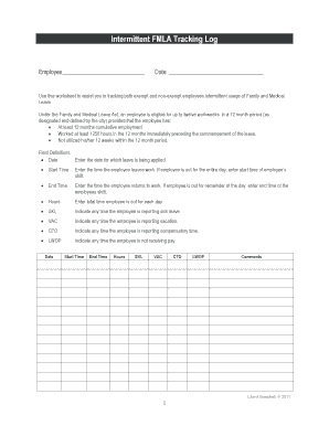 Fillable Online Intermittent FMLA Tracking Log Fax Email Print - pdfFiller