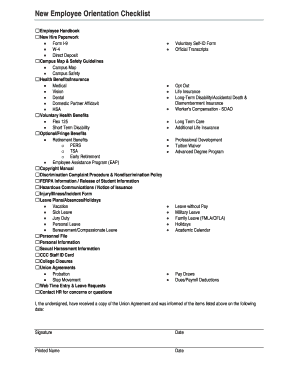 Fillable Online depts clackamas New Employee Orientation Checklistdocx Fax Email Print - pdfFiller