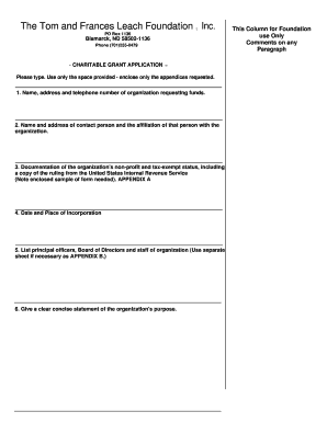 Fillable Online leachfoundation The Tom and Frances Leach Foundation ...