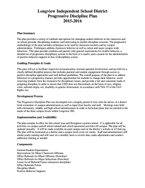 Fillable Online w3 lisd Progressive Discipline Plan Fax Email Print ...