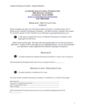 Fillable Online Bequest Notification Form Fax Email Print - pdfFiller