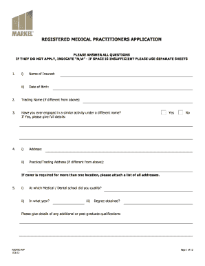 Fillable Online REGISTERED MEDICAL PRACTITIONERS APPLICATION Fax Email ...