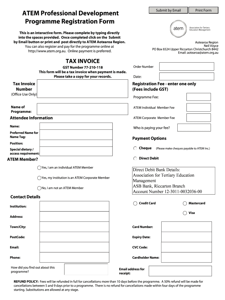 Fillable Online atem org Submit by Email ATEM Professional Development ...