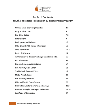 Fillable Online strategicfire Table of Contents Youth Fire-setter ...