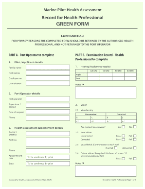 Fillable Online transport nsw gov Record for Health Professional GREEN ...