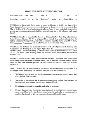 Fillable Online FLOOD ZONE RESTRICTIVE DECLARATION Fax Email Print ...
