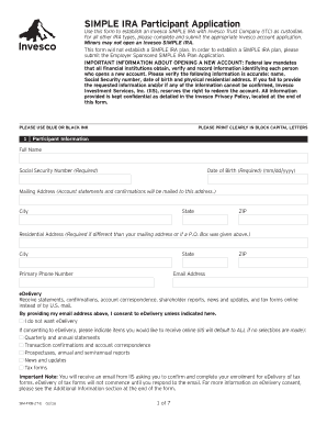 Fillable Online SIMPLE IRA Participant Application - Invesco Fax Email Print - pdfFiller