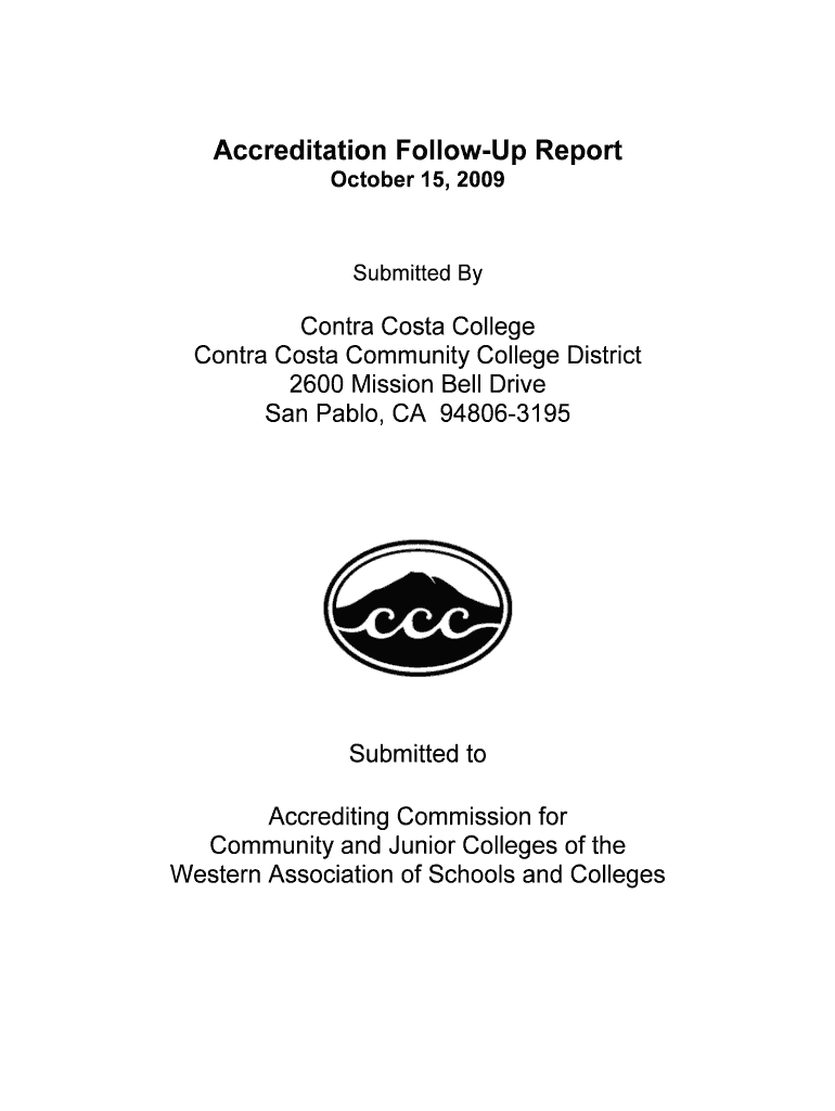 Fillable Online coast contracosta Accreditation Follow-Up Report ...